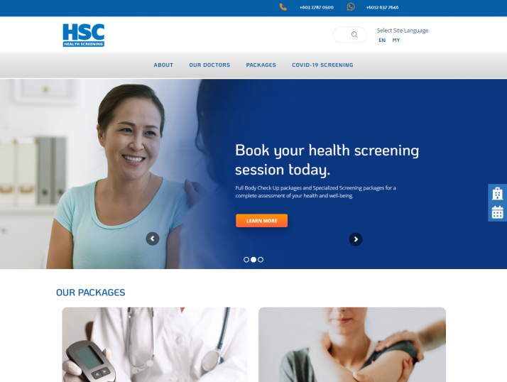 Web Design Portfolio - HSC Health Screening - Invento Solutions